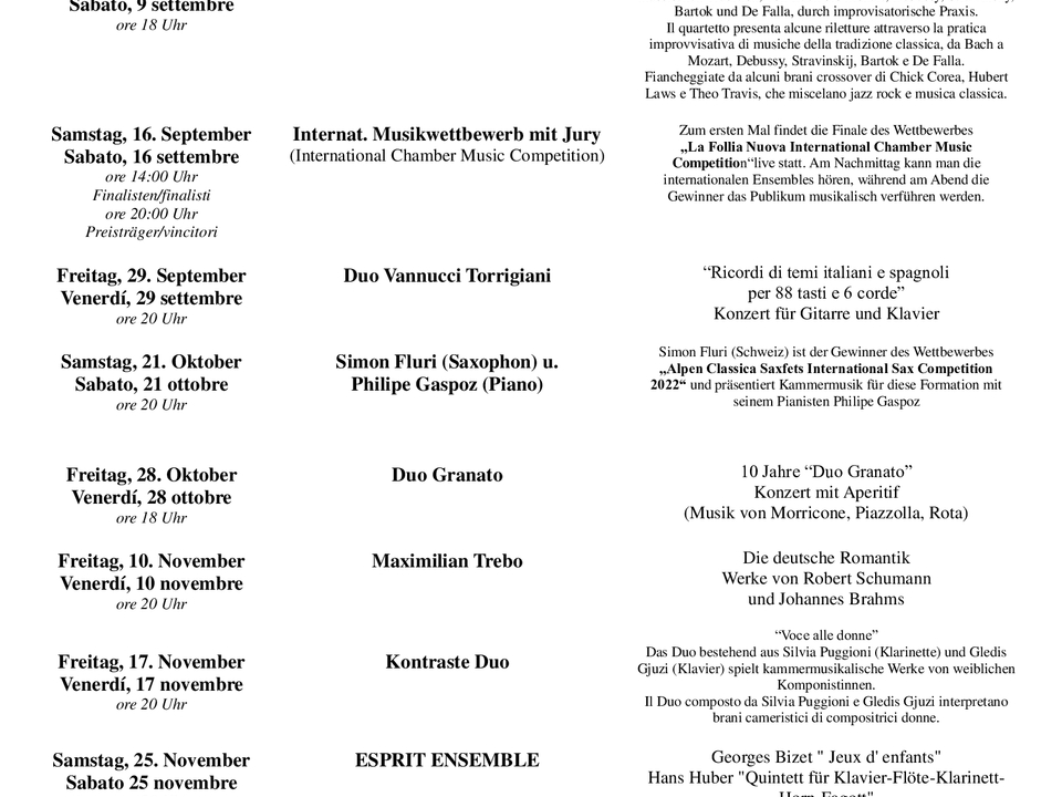 Musik-Herbst 2023 in Maria Heim – Südtirol News